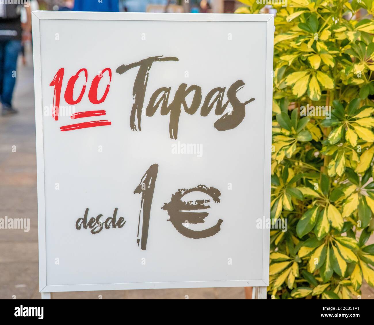 Signs for a special offer for a tapas restaurant in Spain Stock Photo ...