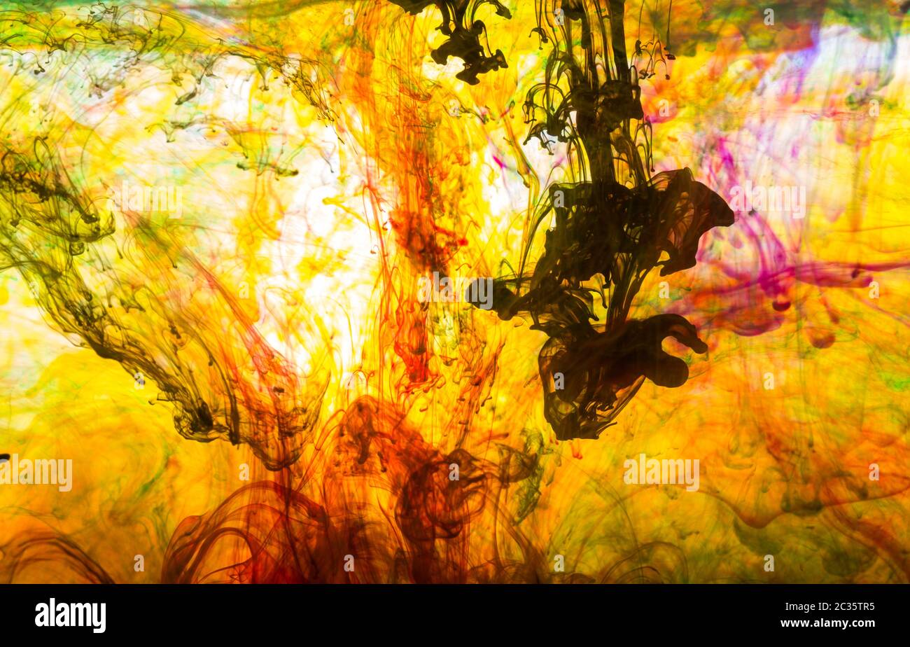 Acrylic colors and ink in water. Abstract background Stock Photo - Alamy