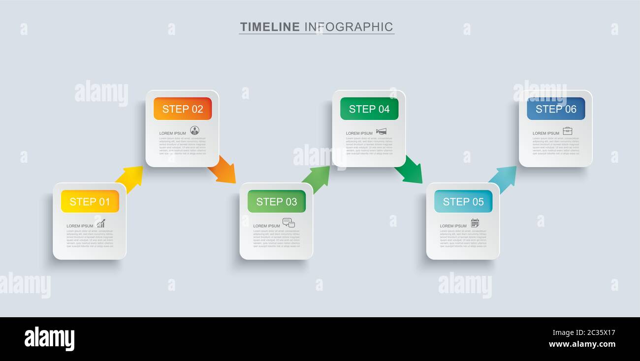 6 infographic timeline square template business concept.Vector can be ...