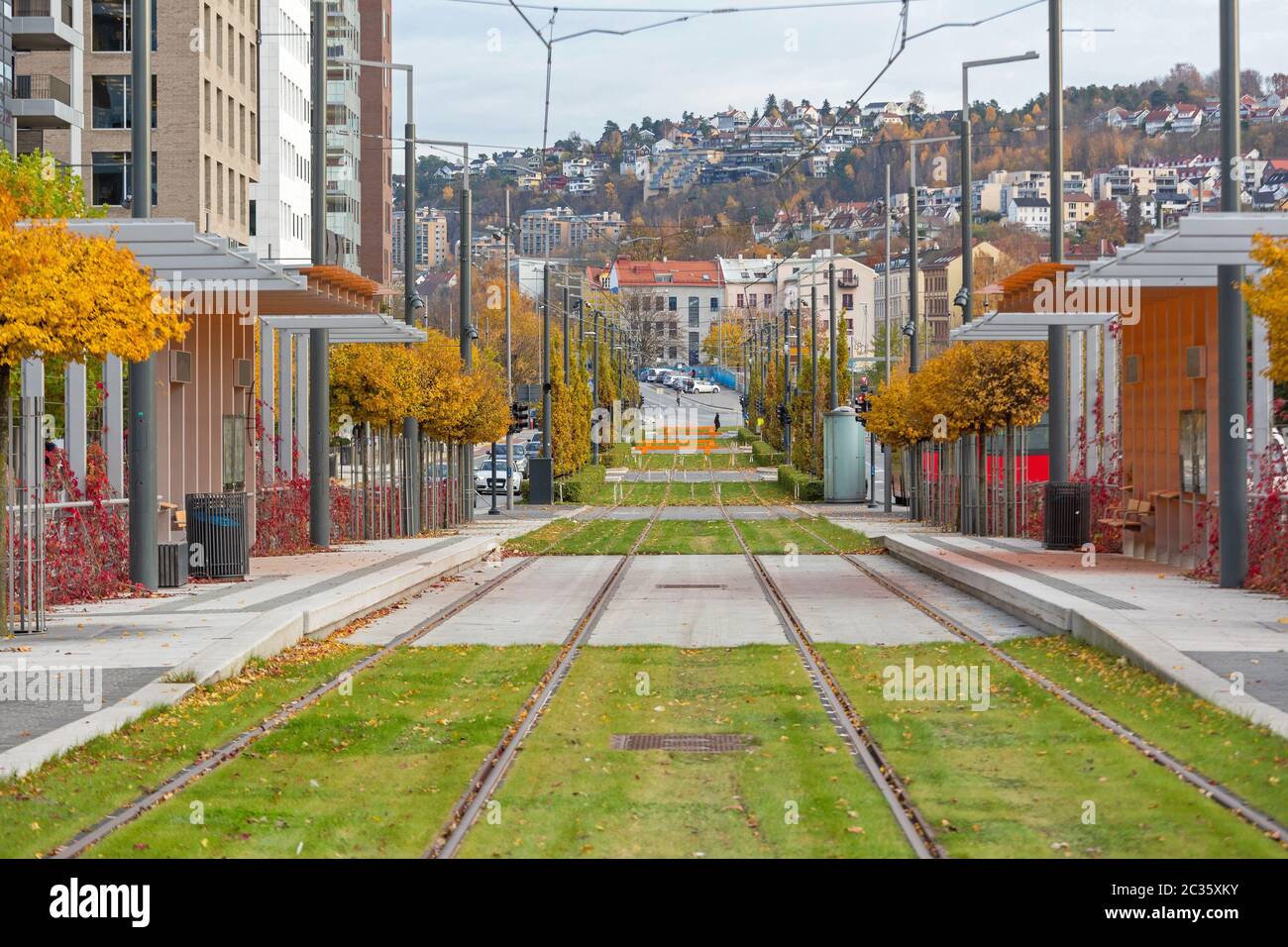 Tram Line Rails in Oslo City Norway Stock Photo - Alamy