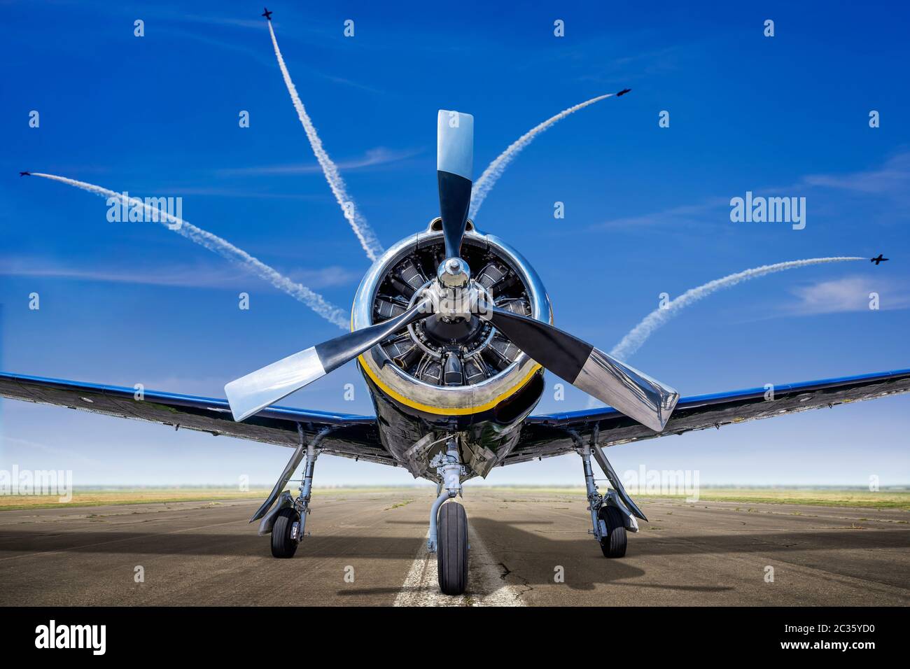 sports plane on a runway waiting for take off Stock Photo - Alamy