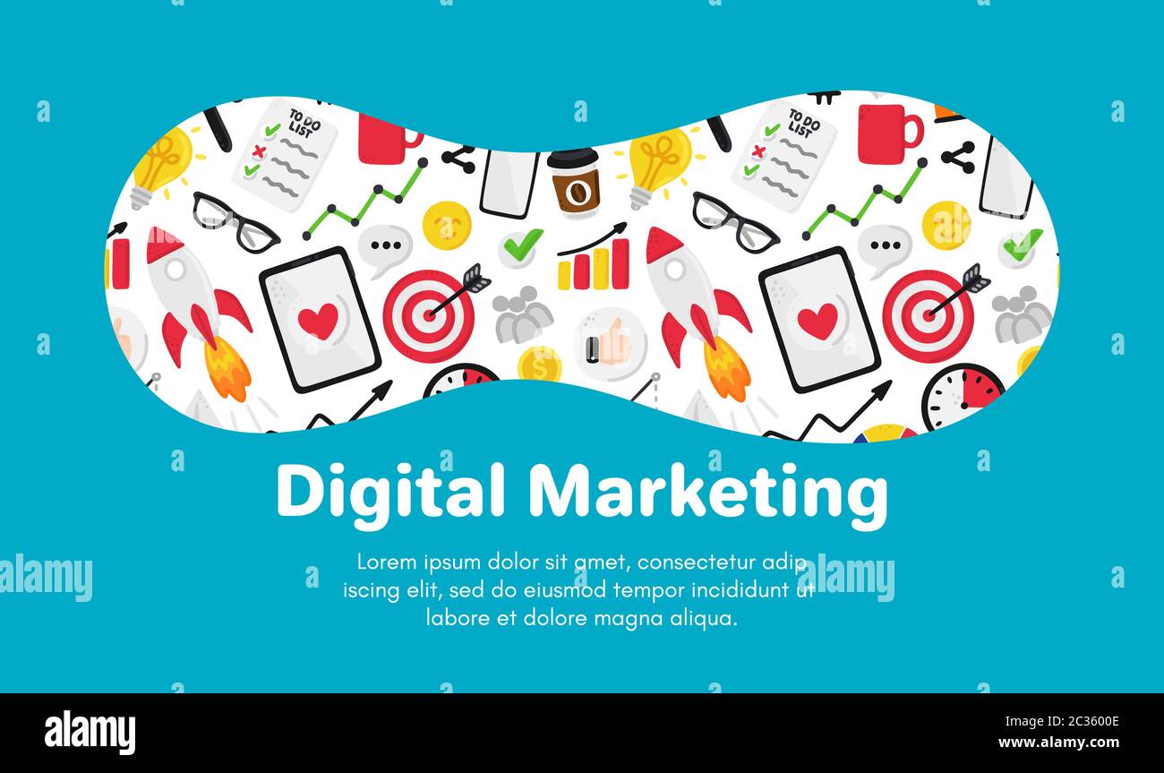 Vector background with smm elements. Social Media Marketing. Reach and ...