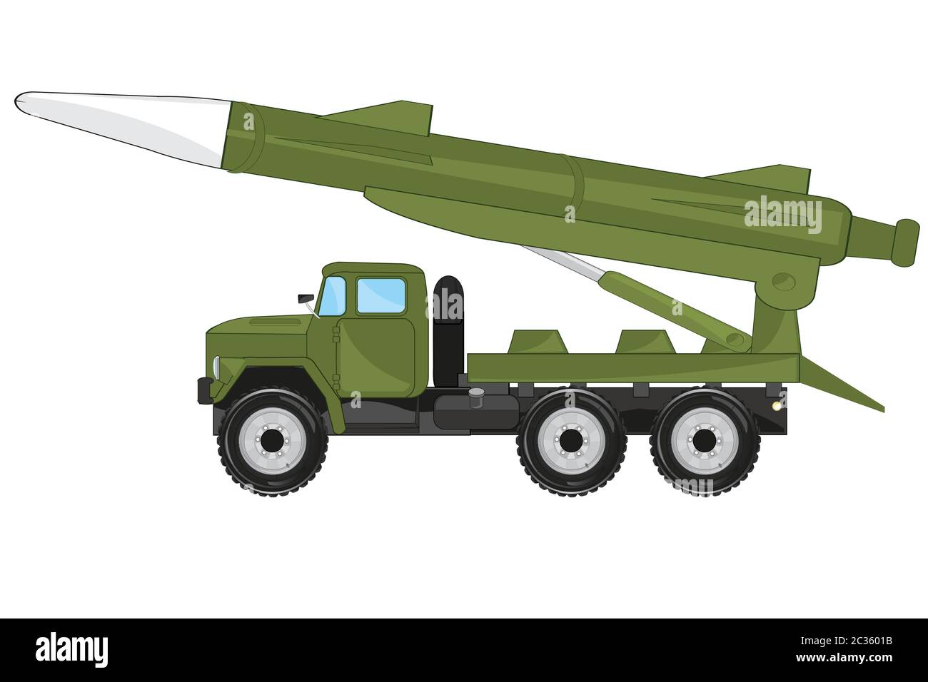 Vector illustration of the cartoon of the military car with missile ...