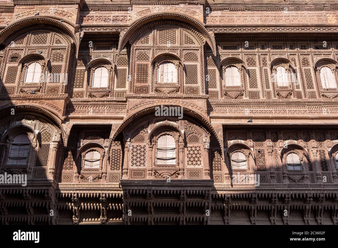mehrangarh fort windows detailed Stock Photo - Alamy