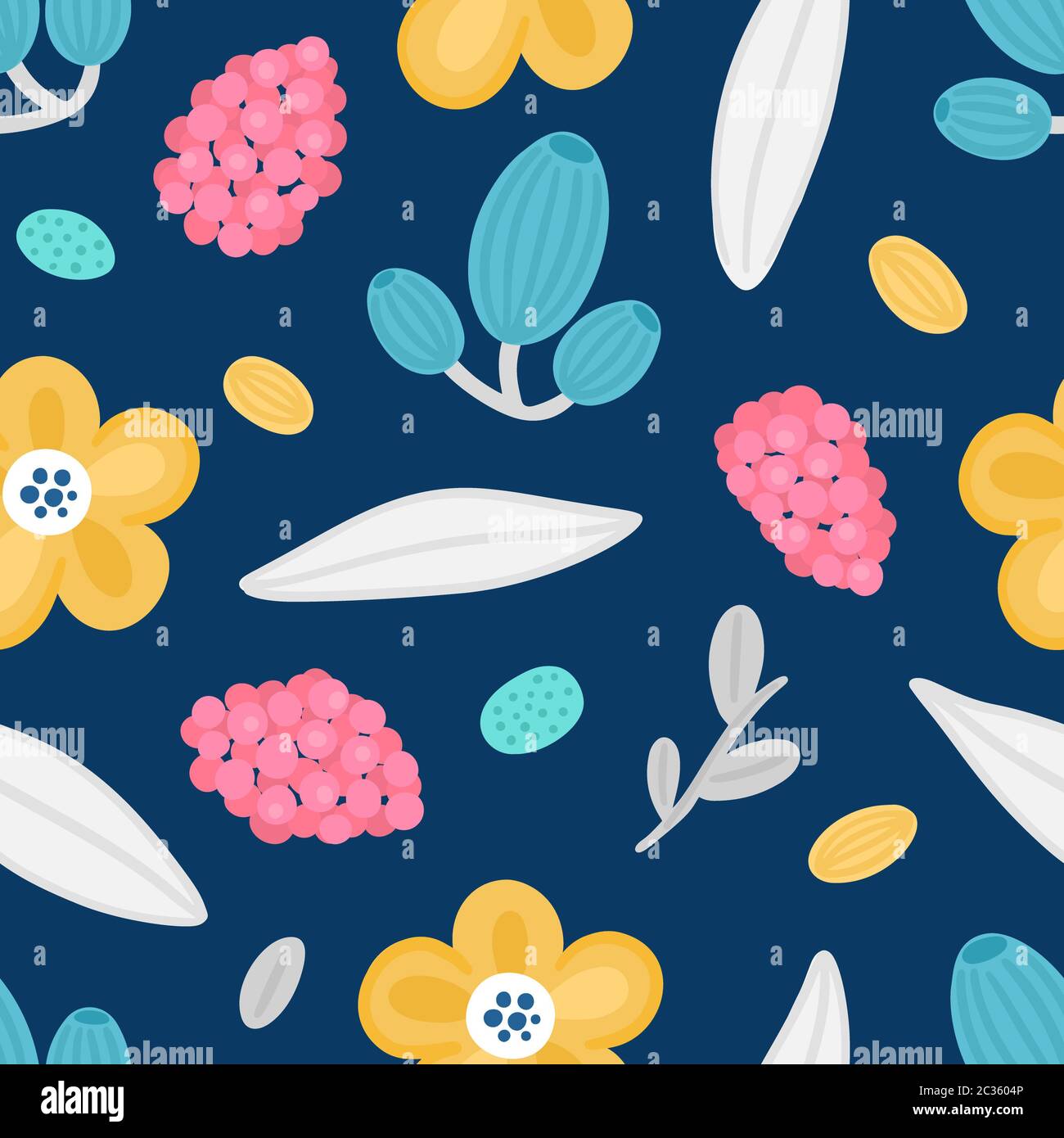 Floral seamless pattern. Hand drawn beautiful flowers. Colorful ...