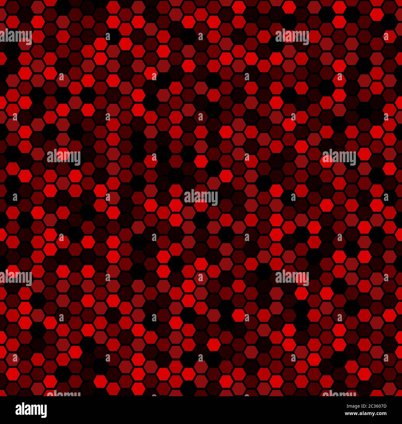 Monochrome seamless honey pattern with halftone hex cells in linear ...