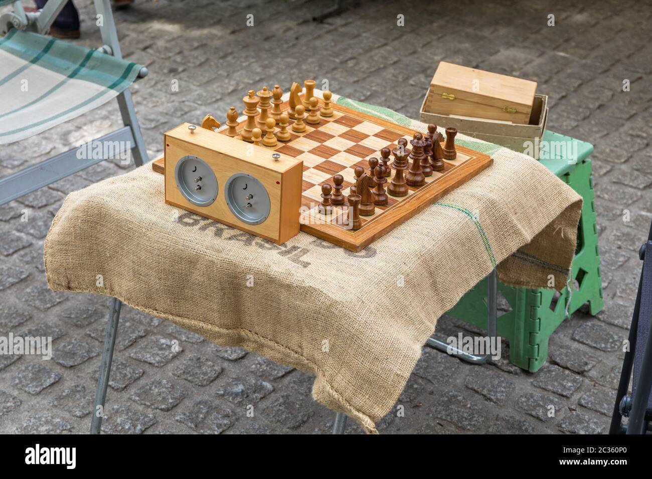 Chess Board Strategy Game Table at Street Stock Photo - Alamy