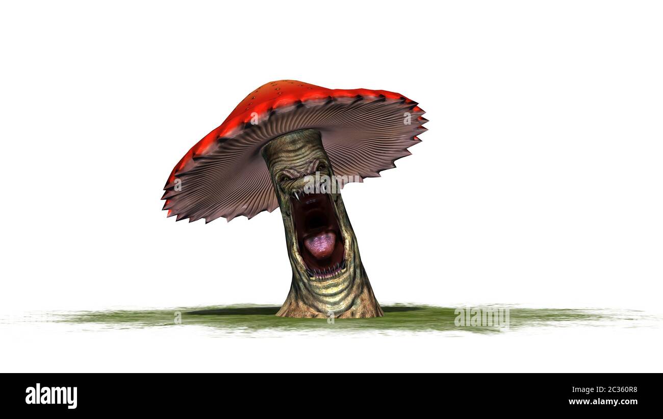 angry mushroom separated on white background Stock Photo - Alamy