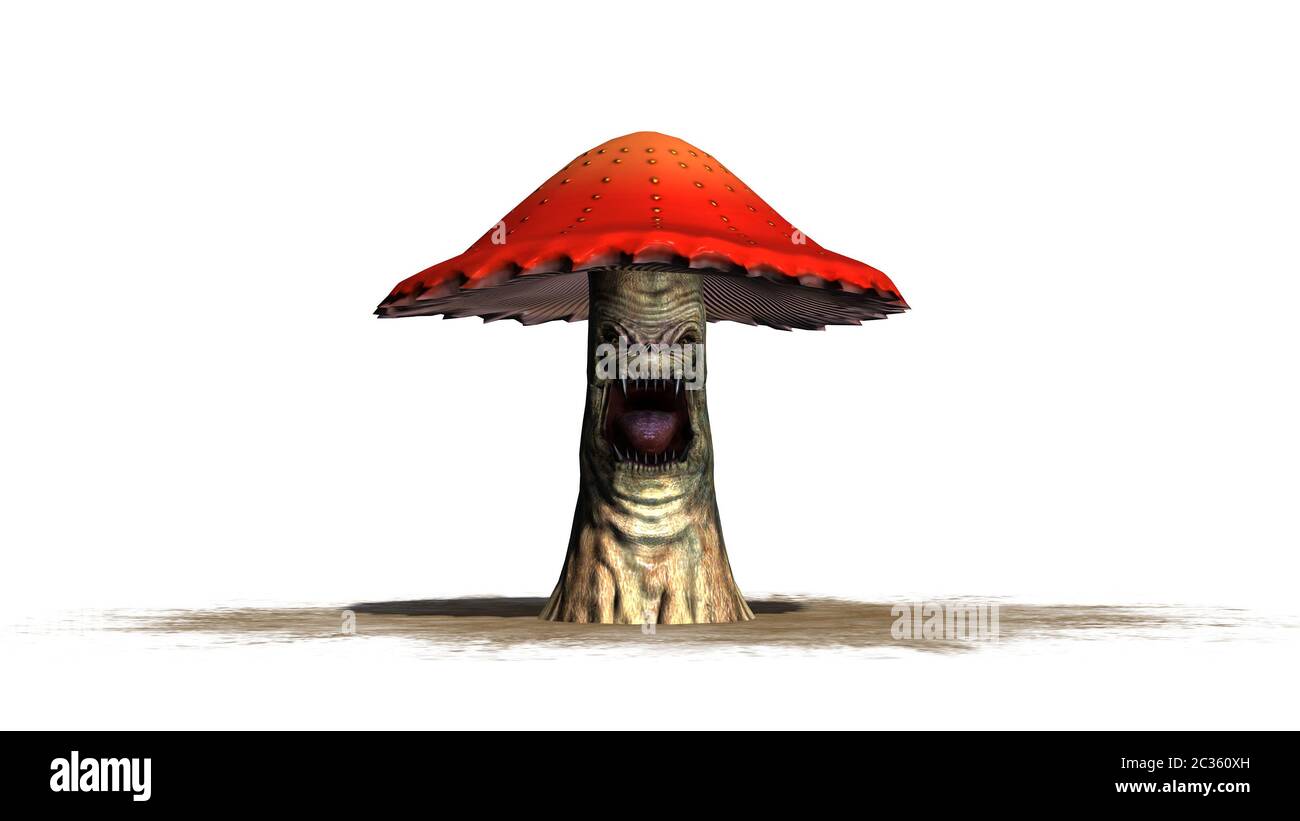 angry mushroom separated on white background Stock Photo - Alamy