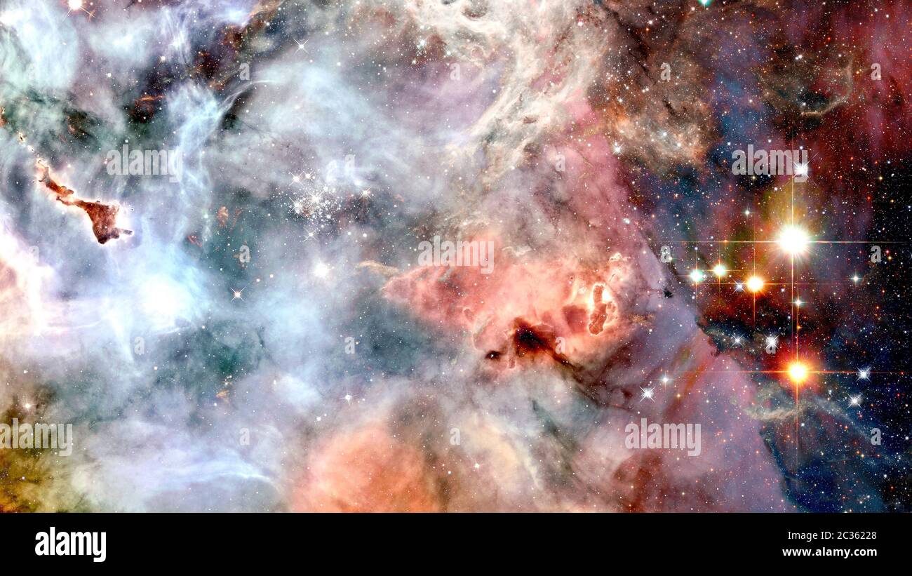 Astronomical scientific background, nebula and stars in deep space ...