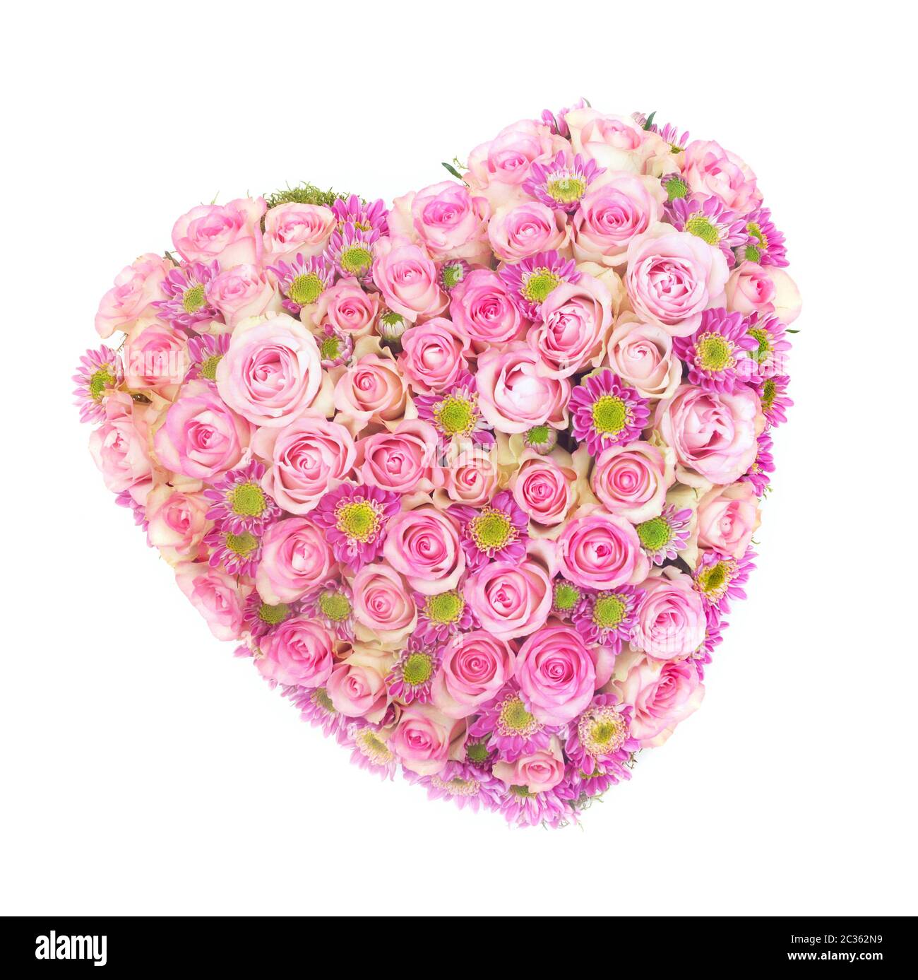 Heart Made Of Pink Flowers Isolated On White Stock Photo - Alamy