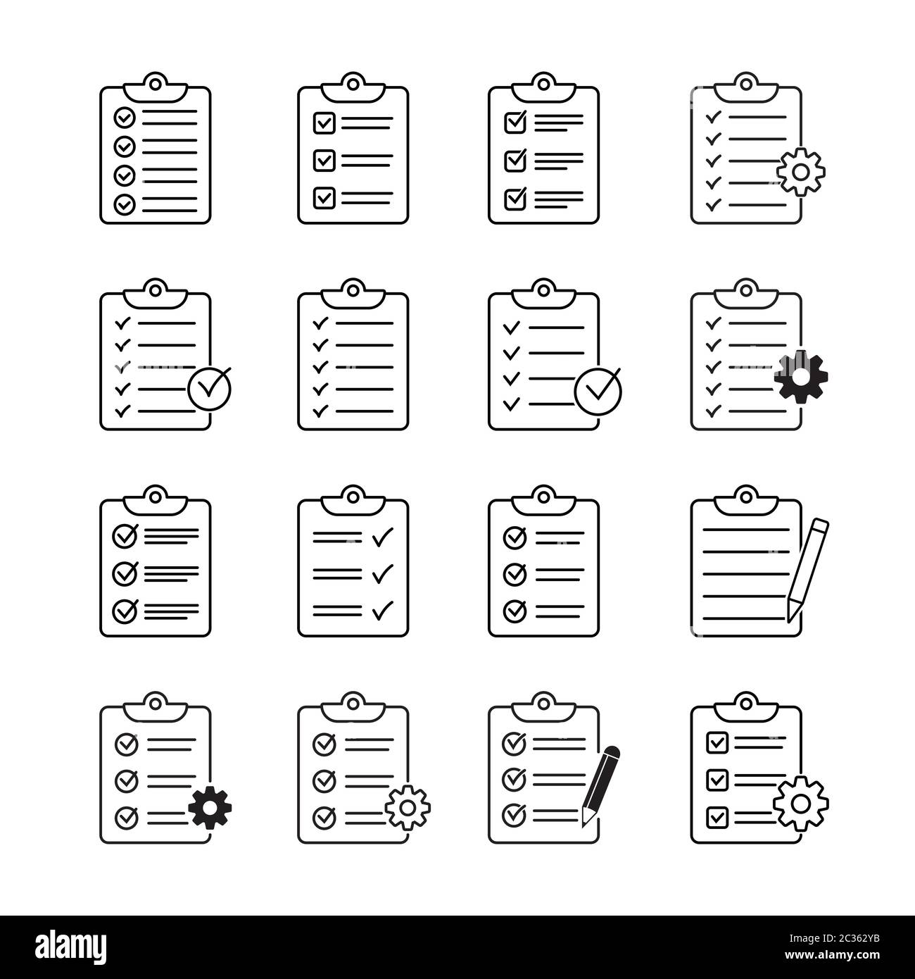 Set of clipboard with checklist icons, symbol for web site and app ...