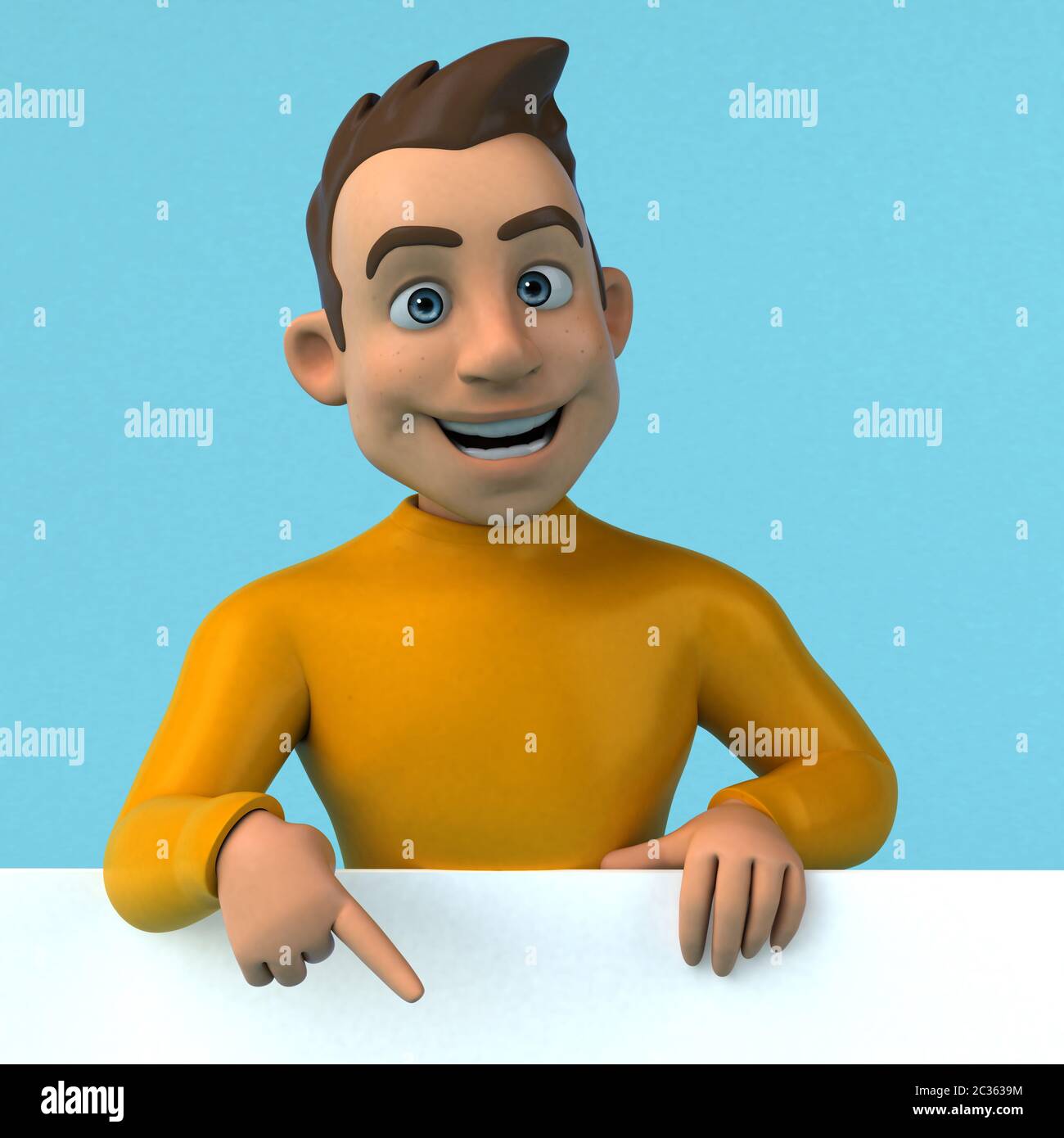 Fun 3D cartoon yellow character Stock Photo - Alamy