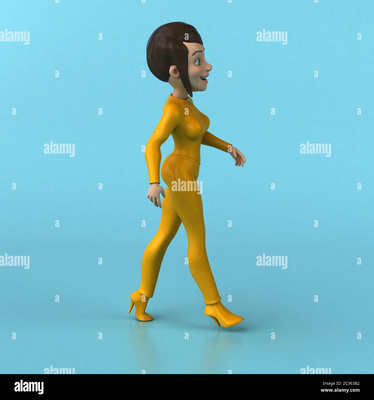Fun 3D cartoon yellow girl Stock Photo - Alamy
