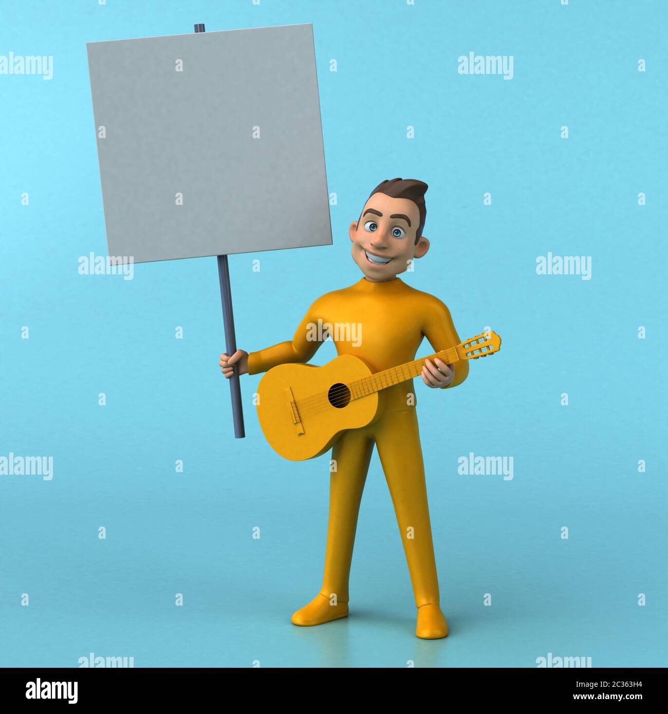 Fun 3D cartoon yellow character Stock Photo - Alamy