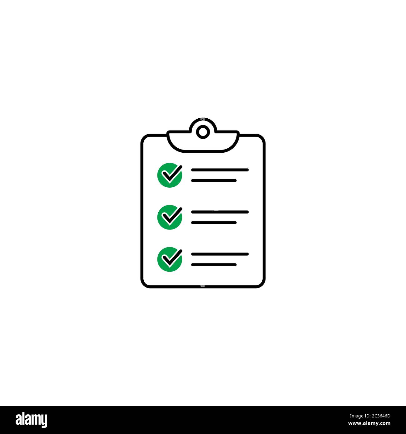 Clipboard with checklist icon for web with green check boxes isolated ...