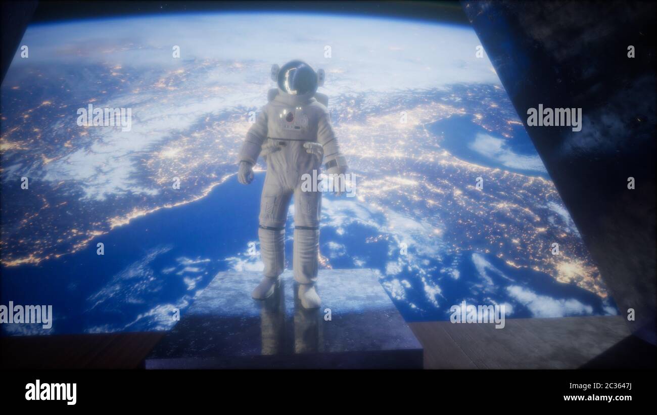 astronaut on the space observatory station near Earth Stock Photo - Alamy