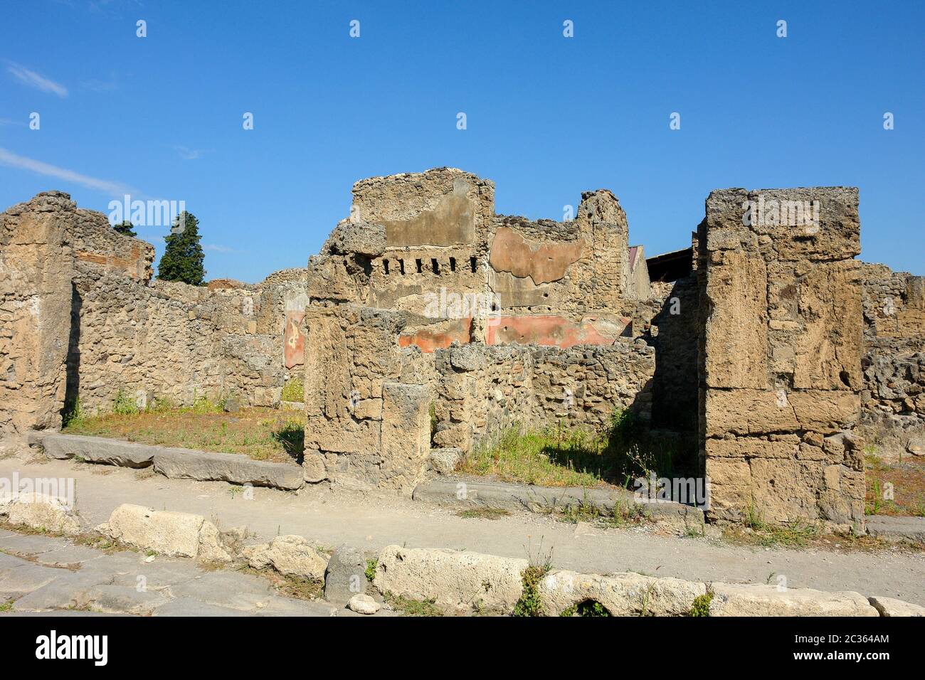 Ruins of the ancient roman city of Pompeii, which was destroyed by the ...