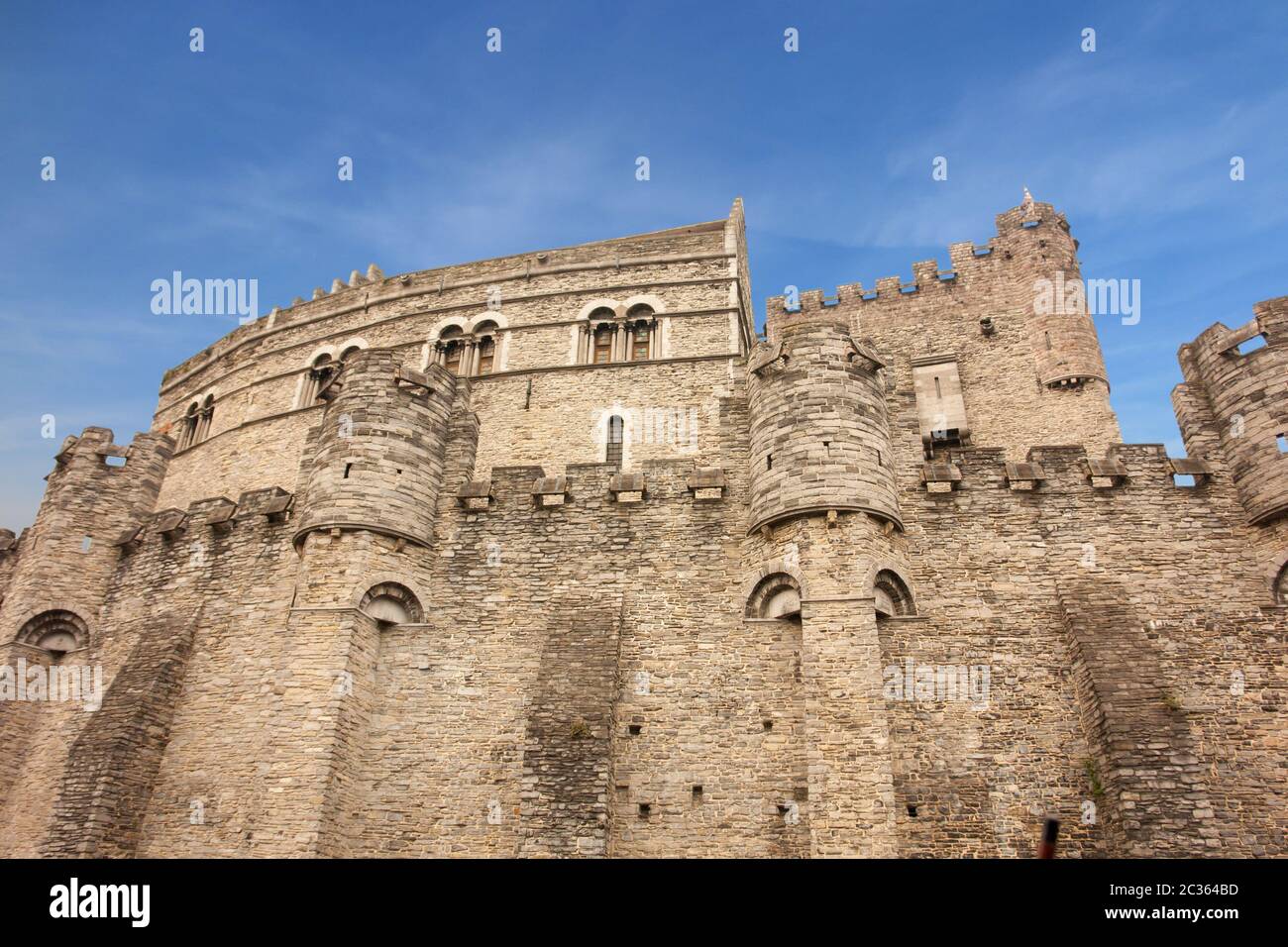 Medieval castle of the counts, Gravensteen castle, in historical city ...