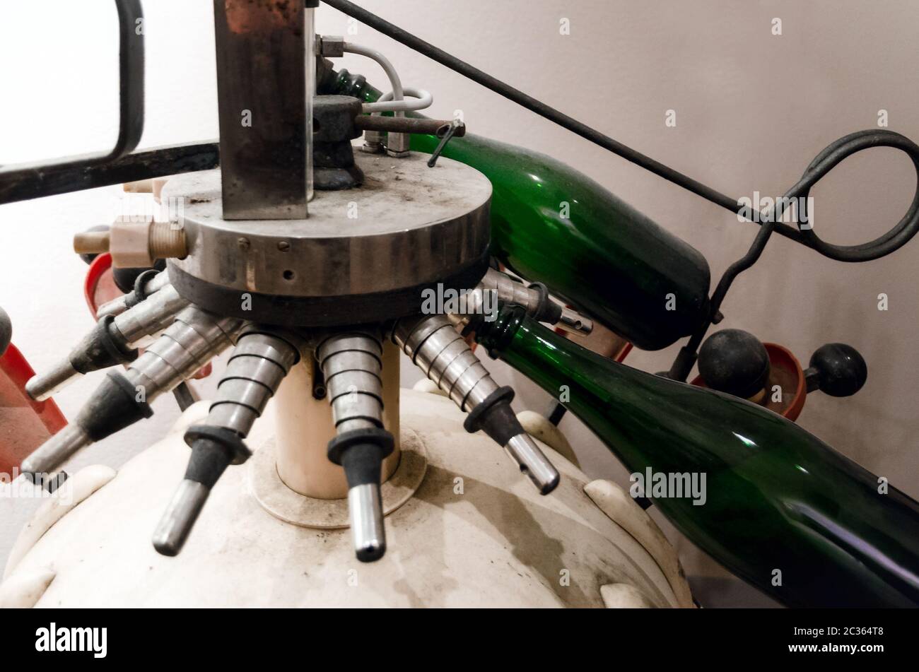 Historic bottling machine from the end of the XIX century in an old ...