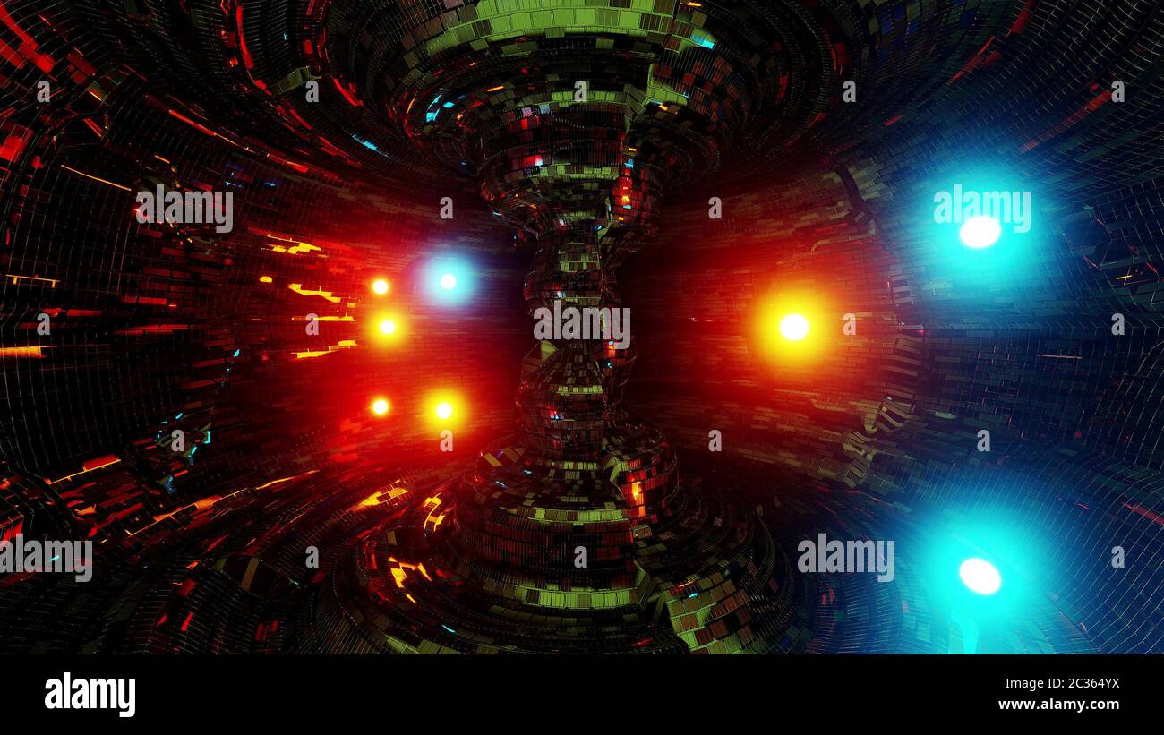 abstract nuclear reactor with glowing atom parrticles and nice ...