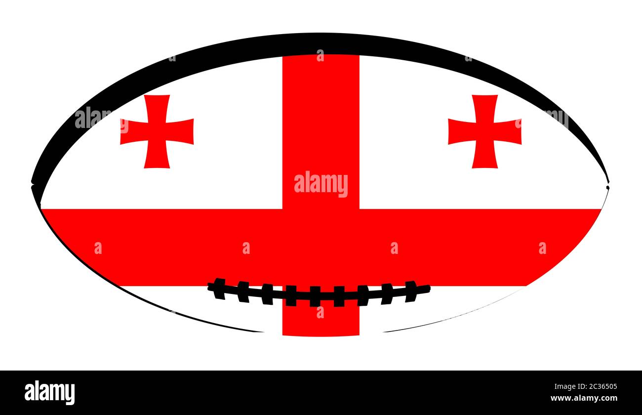 Flag of Georgia inset into a typical rugby ball oval Stock Photo - Alamy