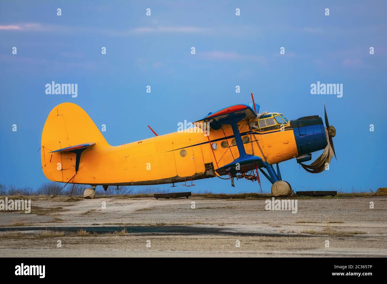 An Old One-engine Airplane on the Airfield Stock Photo - Alamy