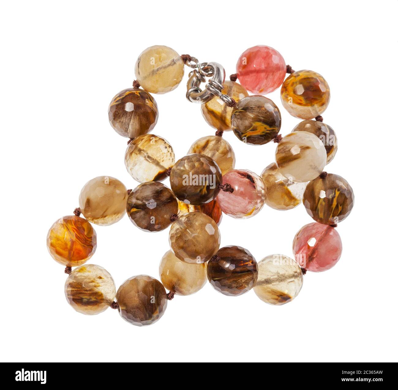top view of tangled necklace from translucent agate gemsones isolated ...