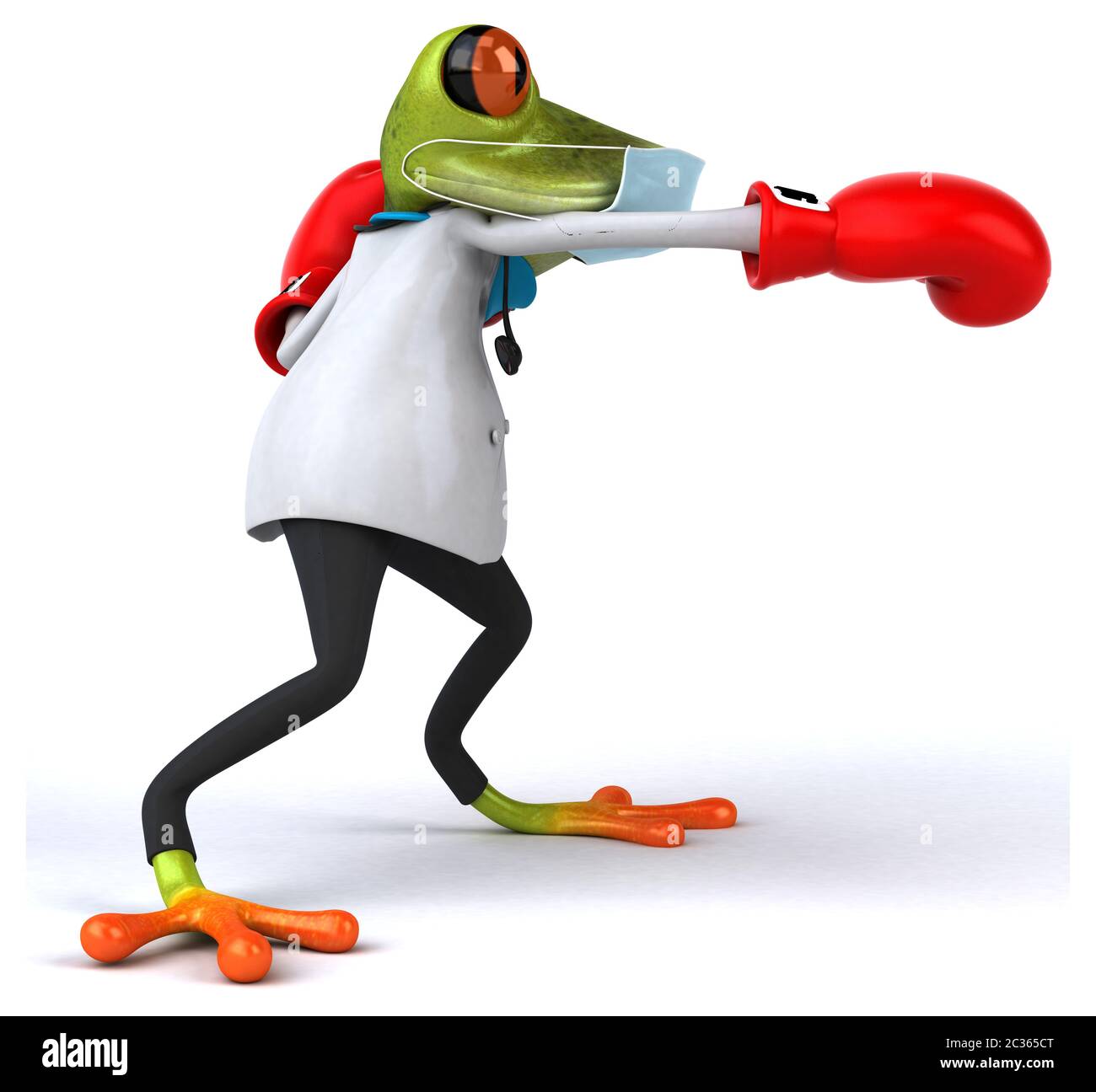 3D Illustration of a doctor frog with a mask Stock Photo - Alamy