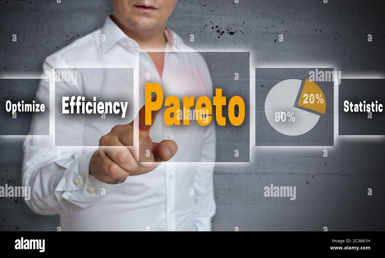 Pareto concept background is shown by man Stock Photo - Alamy