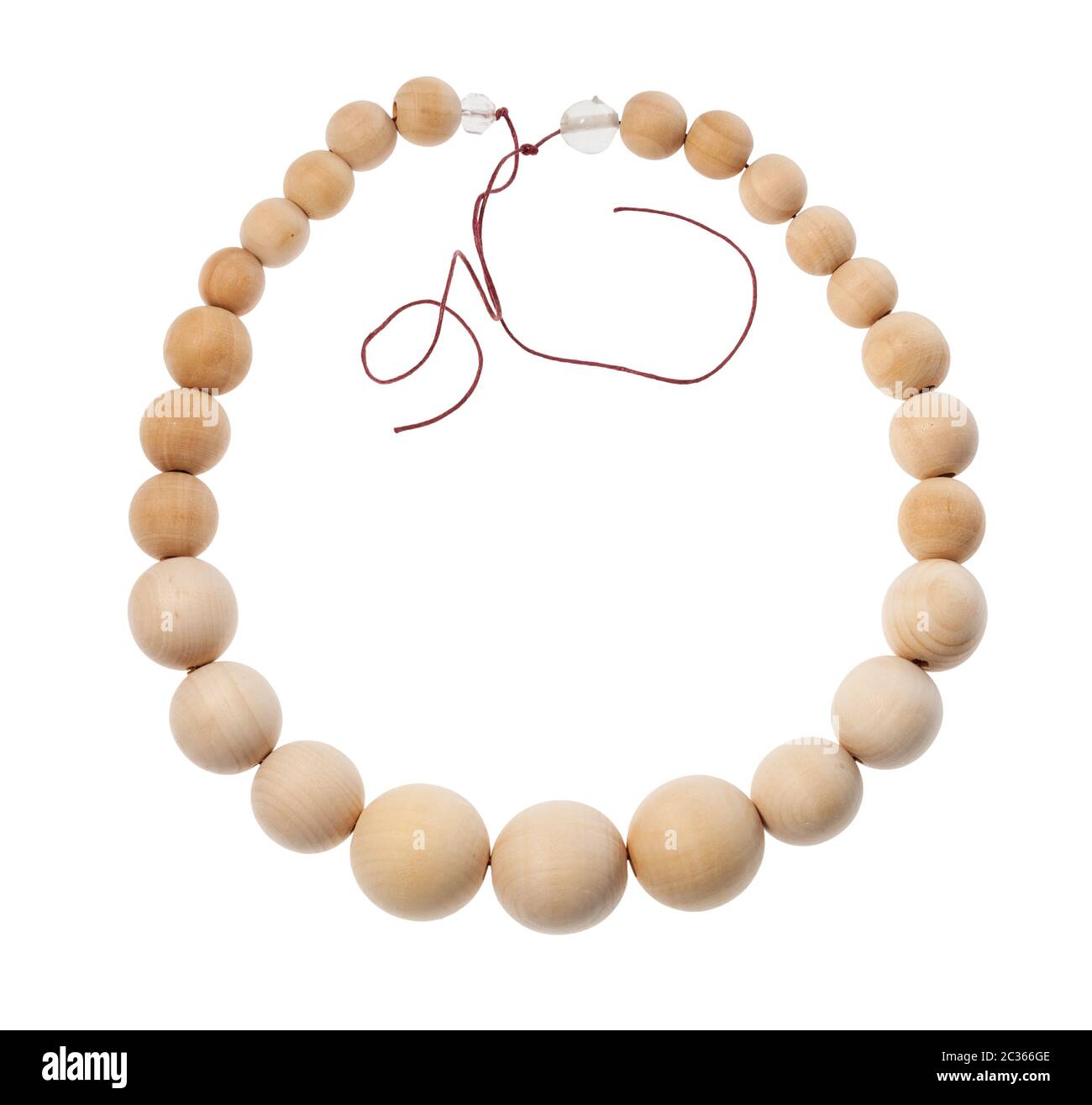 top view of string of wooden beads isolated on white background Stock ...