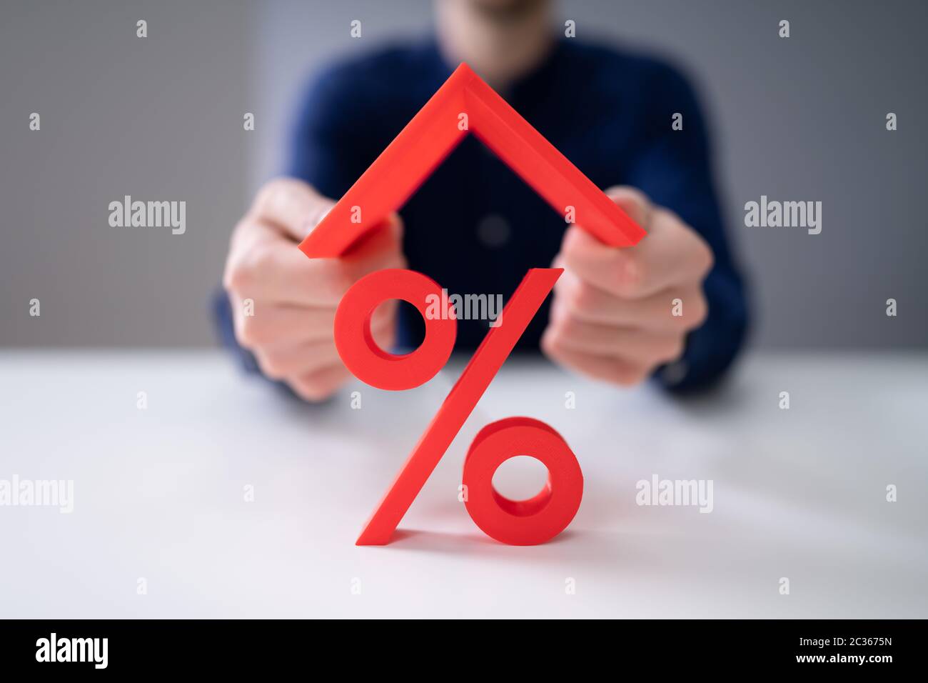 House Roof Over Mortgage Interest Rate Percentage Sign Stock Photo - Alamy
