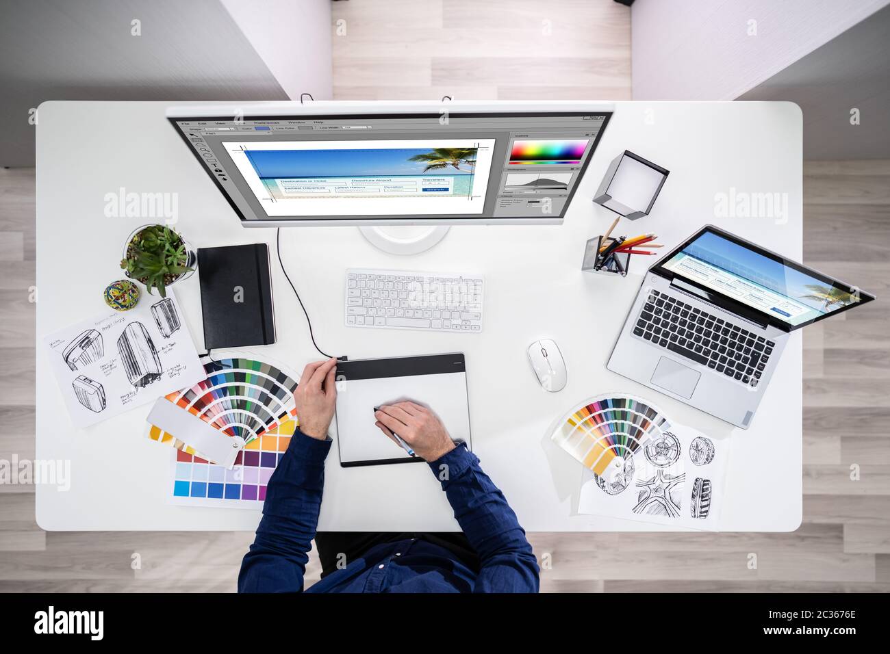 Close-up Of A Designer's Hand Editing Photo On Computer In Office Stock ...