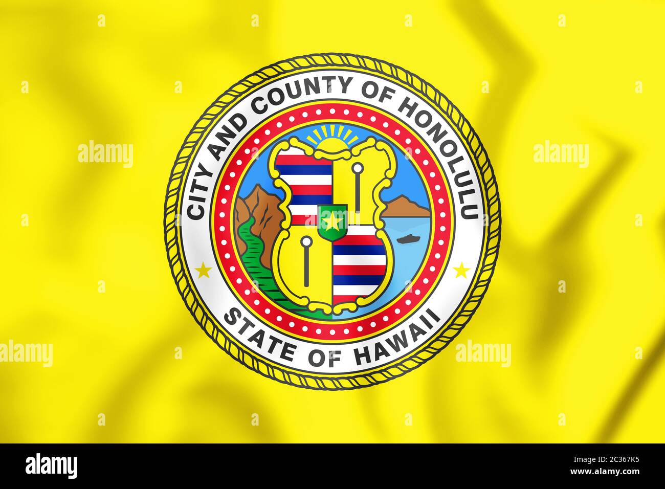 3D Flag of Honolulu (Hawaii), USA. 3D Illustration Stock Photo - Alamy