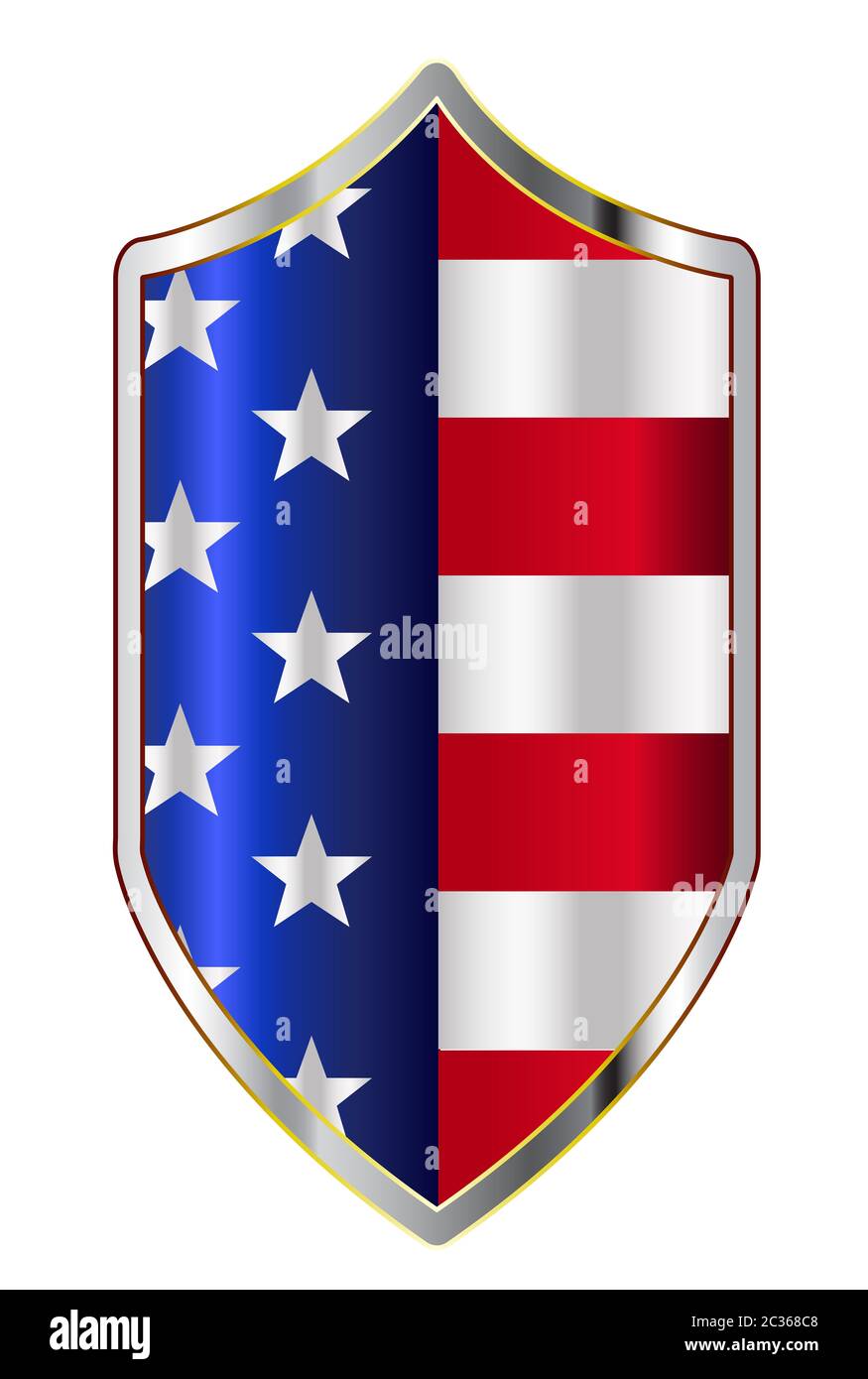 A typical classical style shield with the flag of The United States of ...