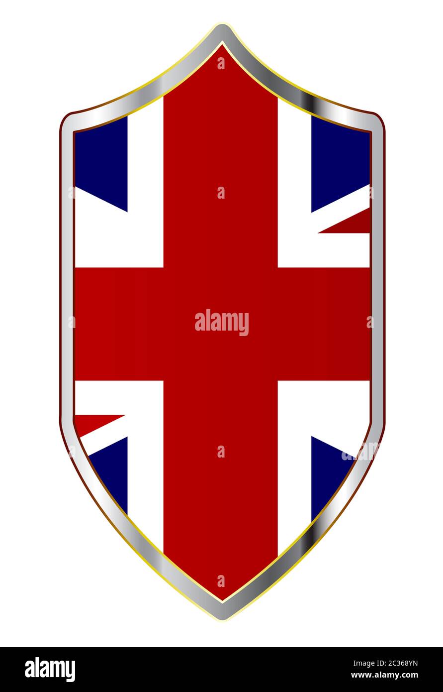 A typical crusader type shield with the Union Jack flag of England and ...