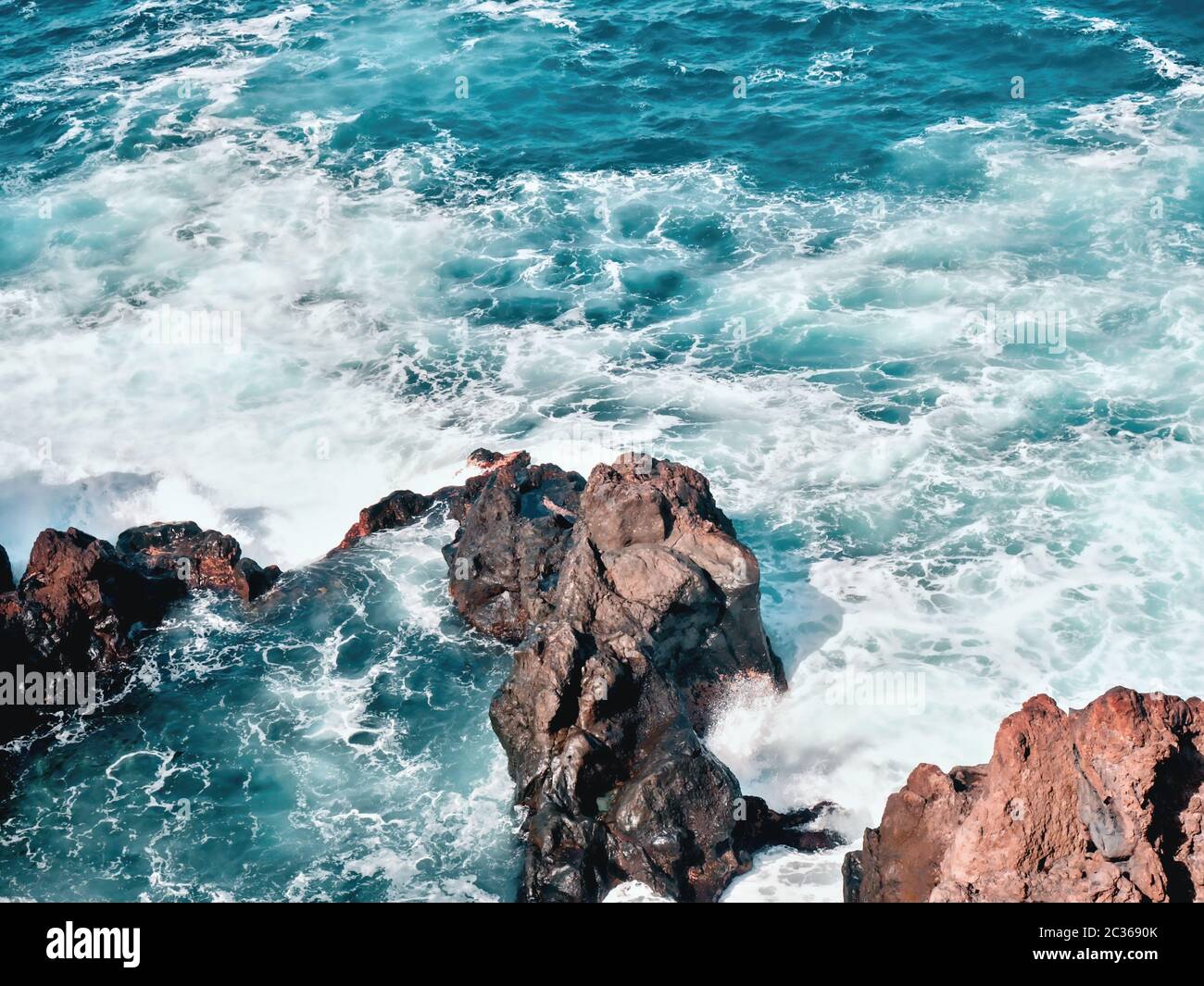 Emerald green atlantic with extreme colour due to the oxygenation of ...