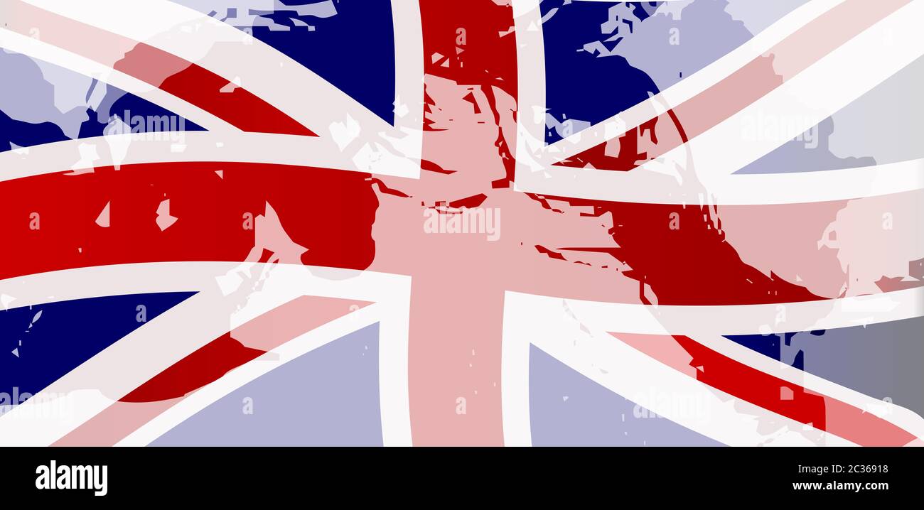 The flag of Great Britain with grunge fade and isolated on a white ...