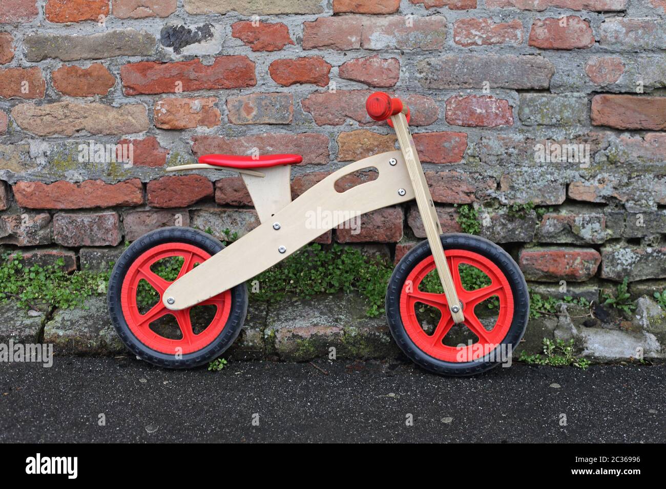 Small Wooden Balance Bicycle For Kids Stock Photo Alamy