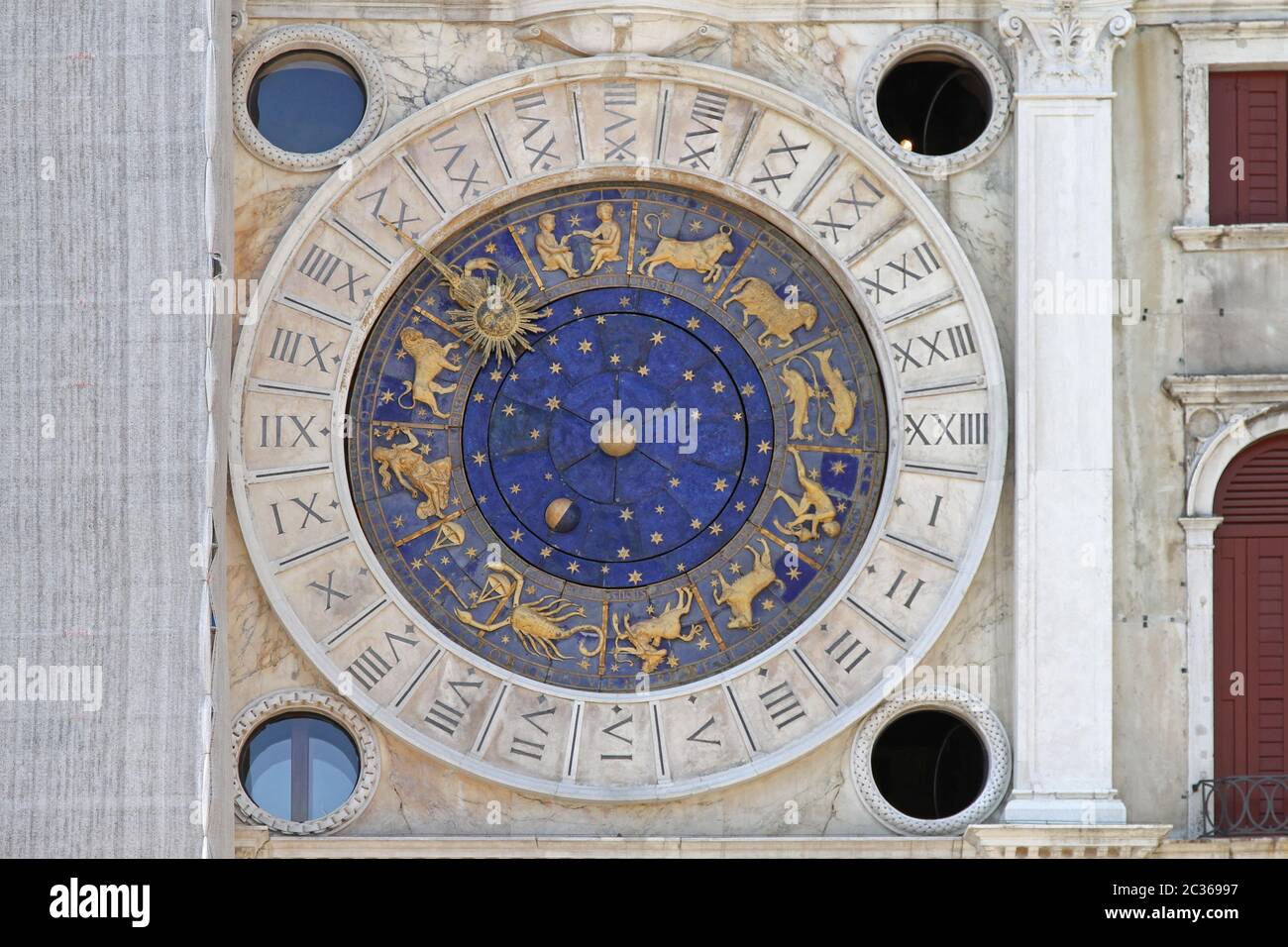 Saint Marks Zodiac Clock Tower in Venice Stock Photo - Alamy