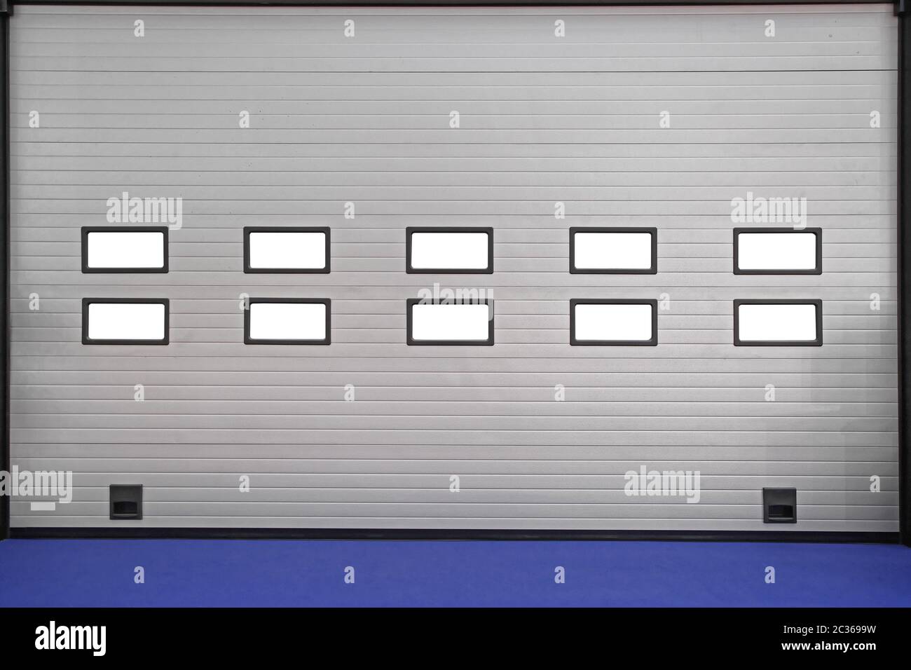 Automated Silver Wide Garage Door For Two Cars Stock Photo - Alamy