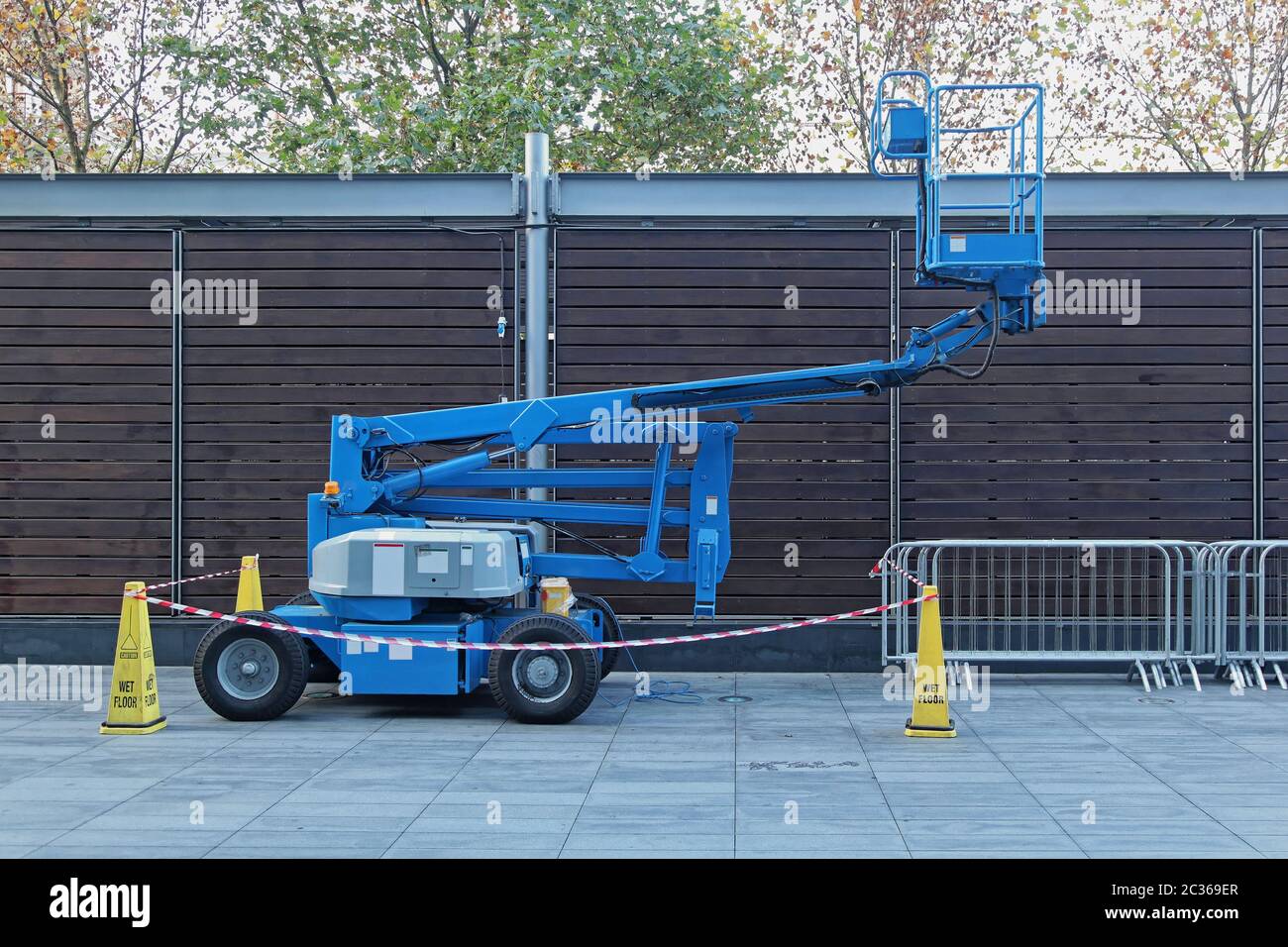 Self Propeled Blue Telescopic Boom Lift Platform Machine Stock Photo ...