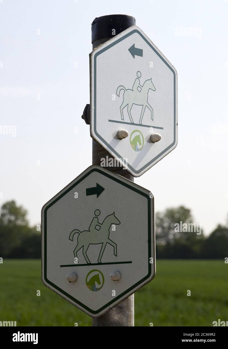 Signs for bridle paths, Havixbeck, Muensterland, North Rhine-Westphalia ...