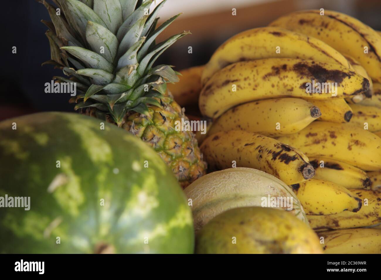 Exotic fruit composition in a table of a bar ready to eat Stock Photo ...
