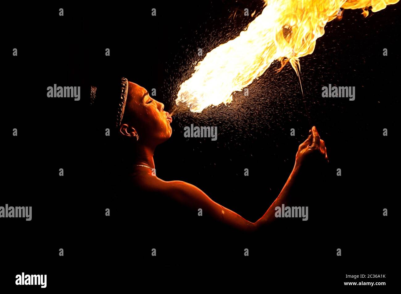 Breathing fire woman hi-res stock photography and images - Alamy