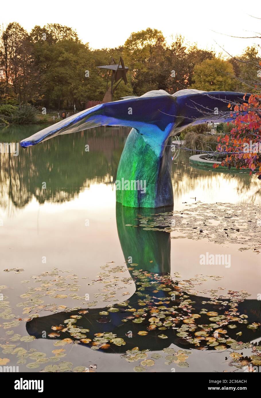 Autumn lights in the Maximilianpark, Hamm, Ruhr area, North Rhine ...