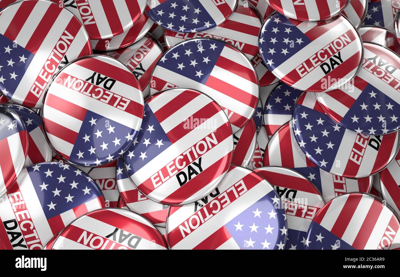 US presidential election in USA concept with sign on campaign badges ...