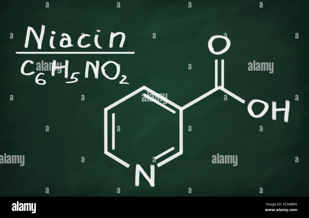 Structural model of Vitamin B3 (Niacine) on the blackboard Stock Photo ...