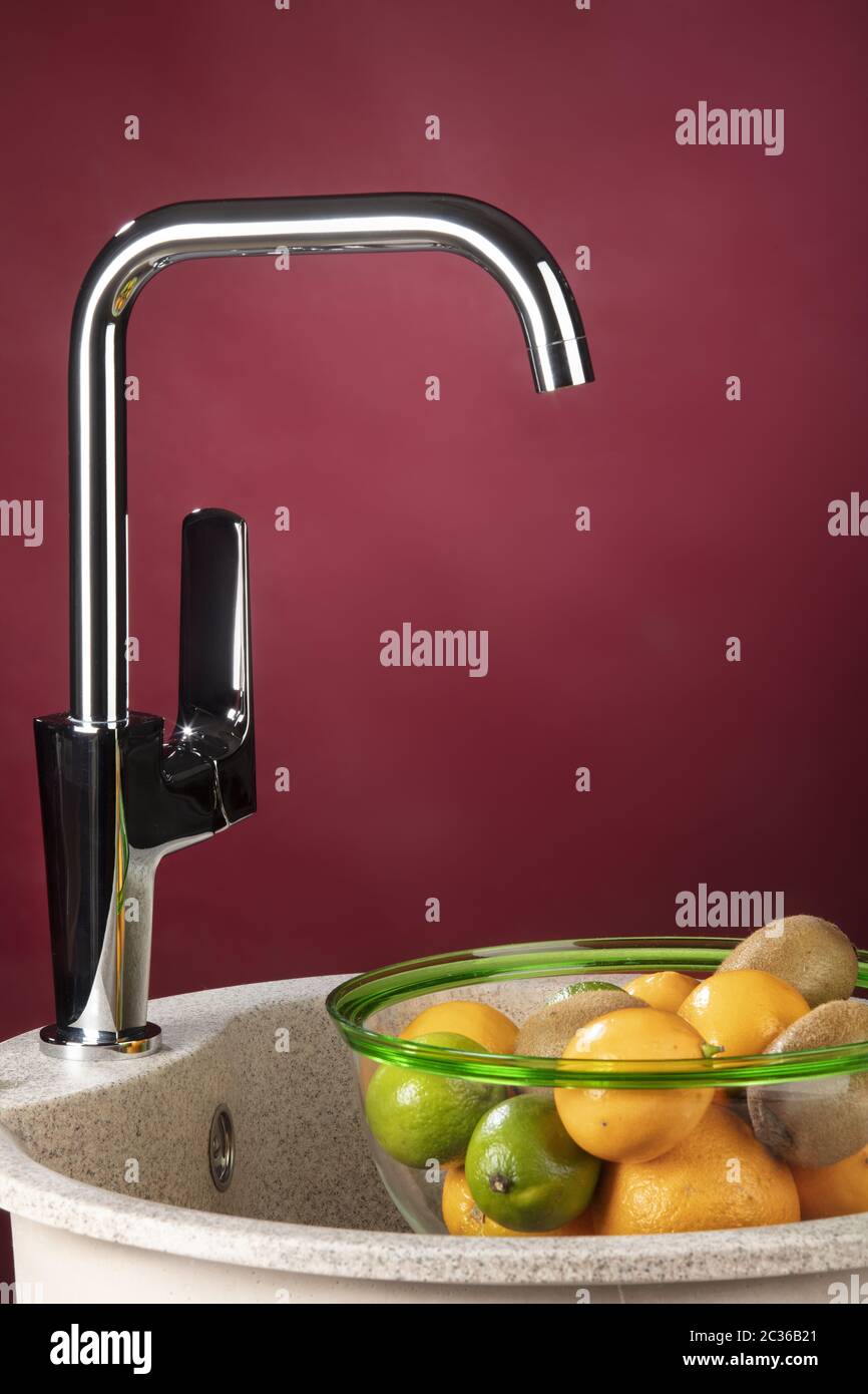 Water Mixer And Fruits Stock Photo - Alamy