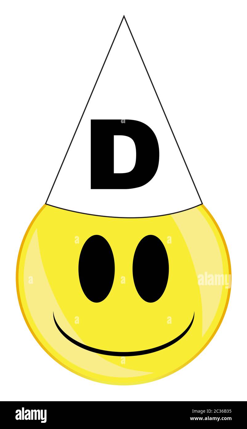 A schoolboy dunce smile face with cap button isolated on a white ...